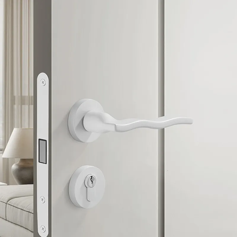 Filta Modern White Zinc Alloy Interior Door Handle Lock Set - entry ...